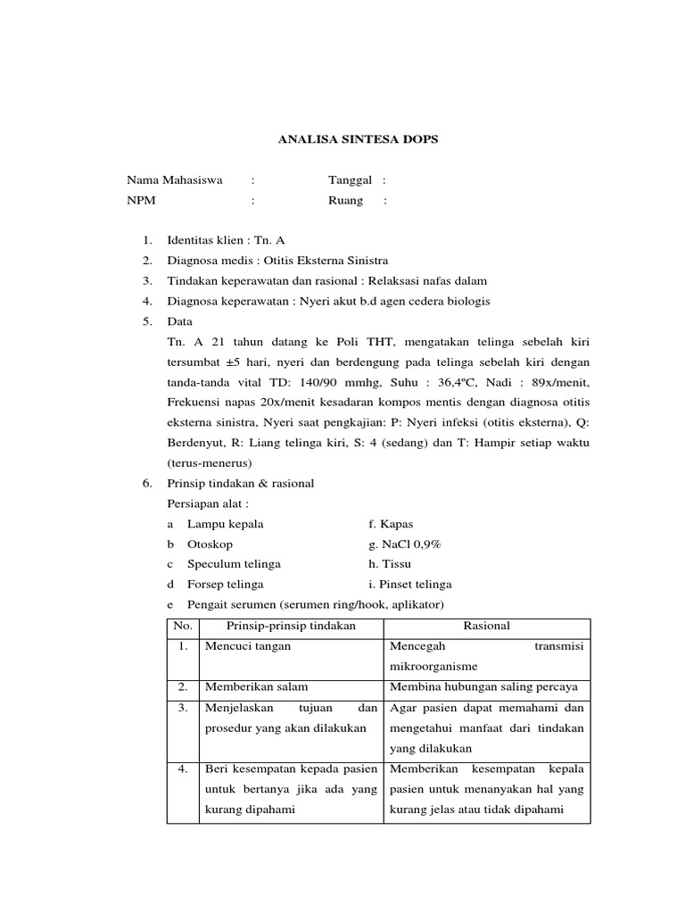 Dops 4. Ekstraksi Cerumen (Poli THT) | PDF