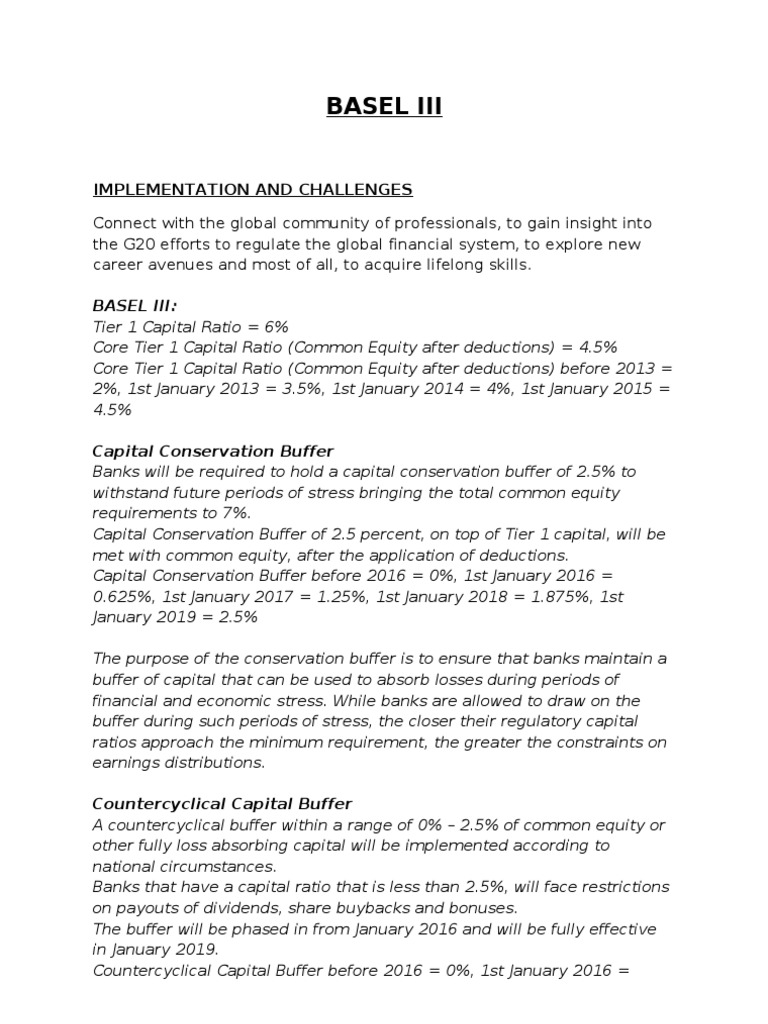 Basel Iii: Implementation and Challenges | PDF | Basel Iii | Capital ...