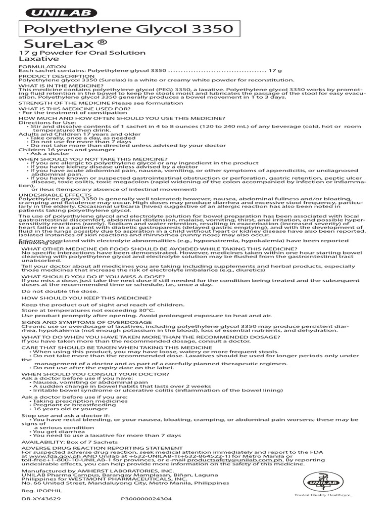 Surelax PDF | PDF | Nausea | Bloating