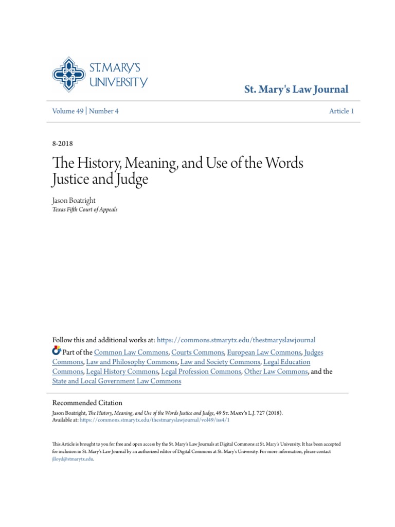 The History Meaning and Use of The Words Justice and Judge | PDF ...