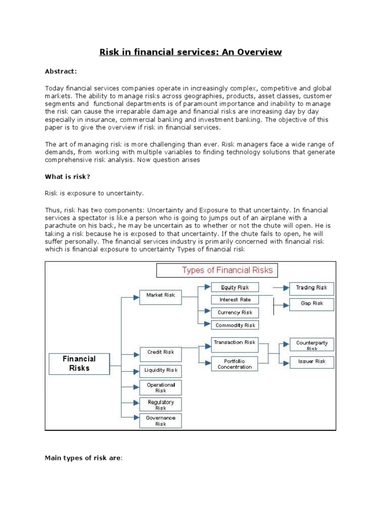 Risk in Financial Services: An Overview: Abstract | PDF | Market ...