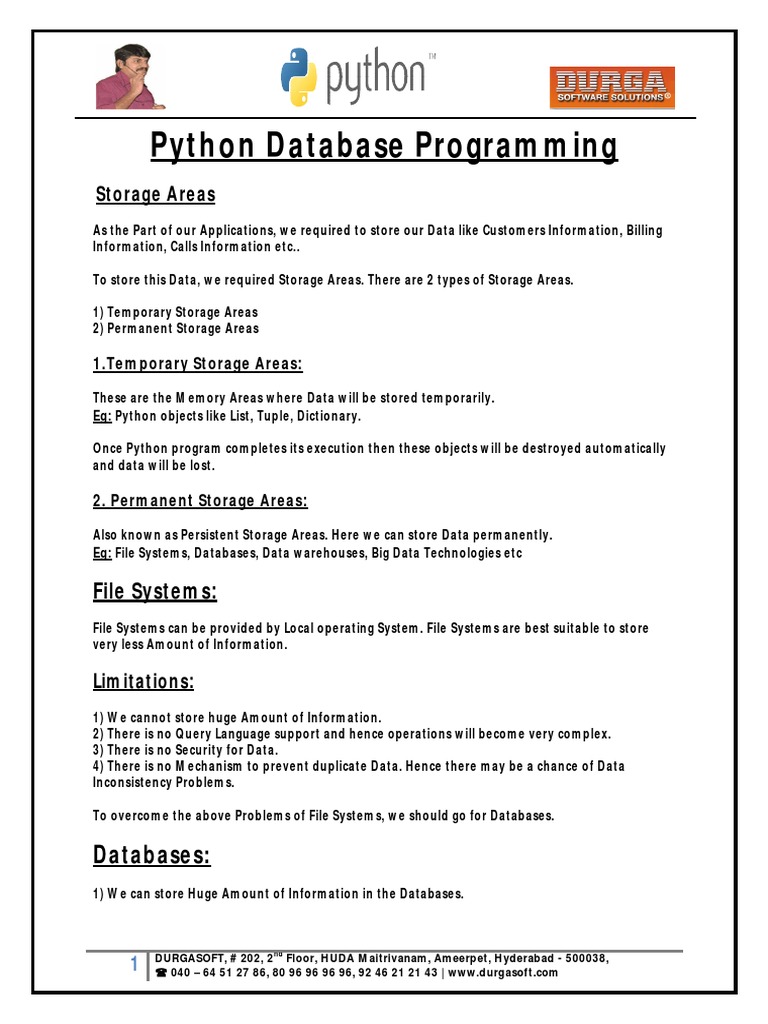 Python Database Programming Pdf Databases Computer Data Storage