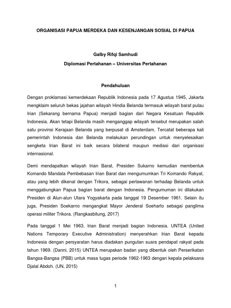 Organisasi Papua Merdeka Dan Kesenjangan | PDF