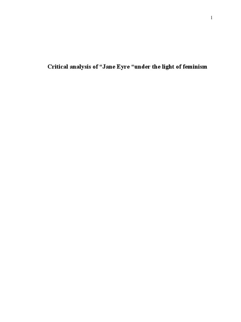 Feminist Analysis of Jane Eyre | PDF | Jane Eyre | Feminism