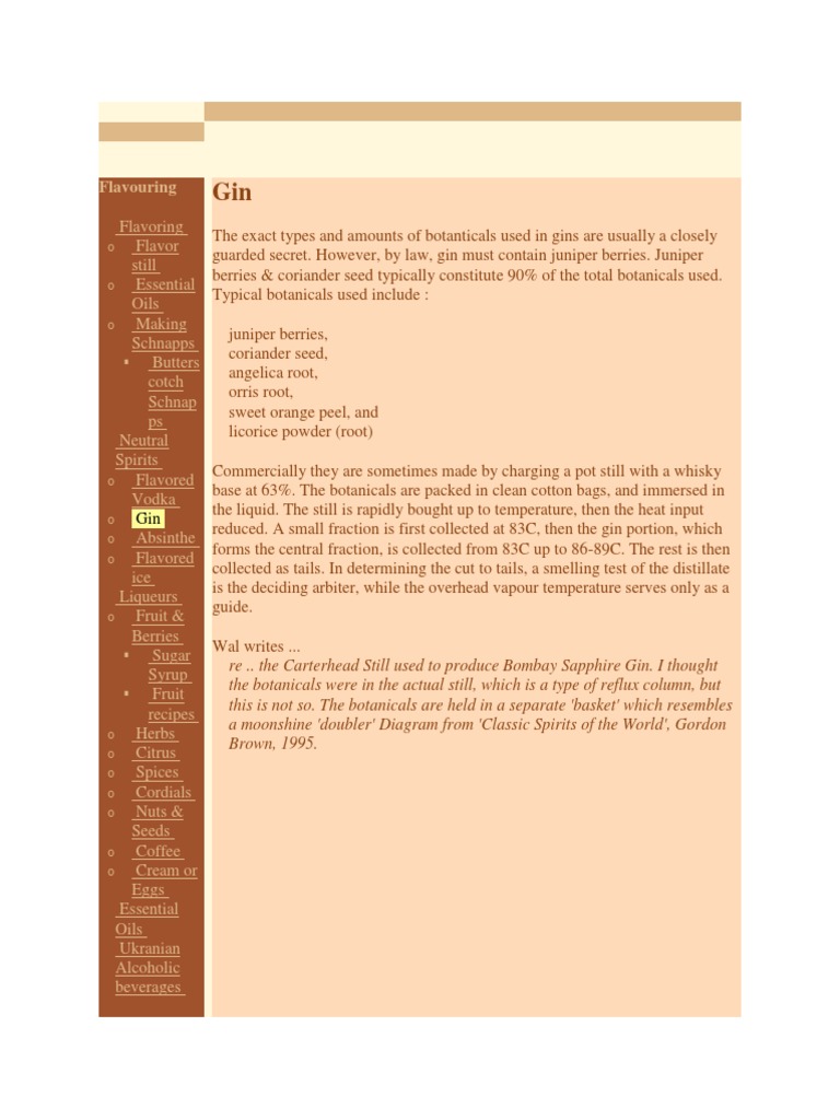 Gin Recipe | PDF | Gin | Alcoholic Drinks