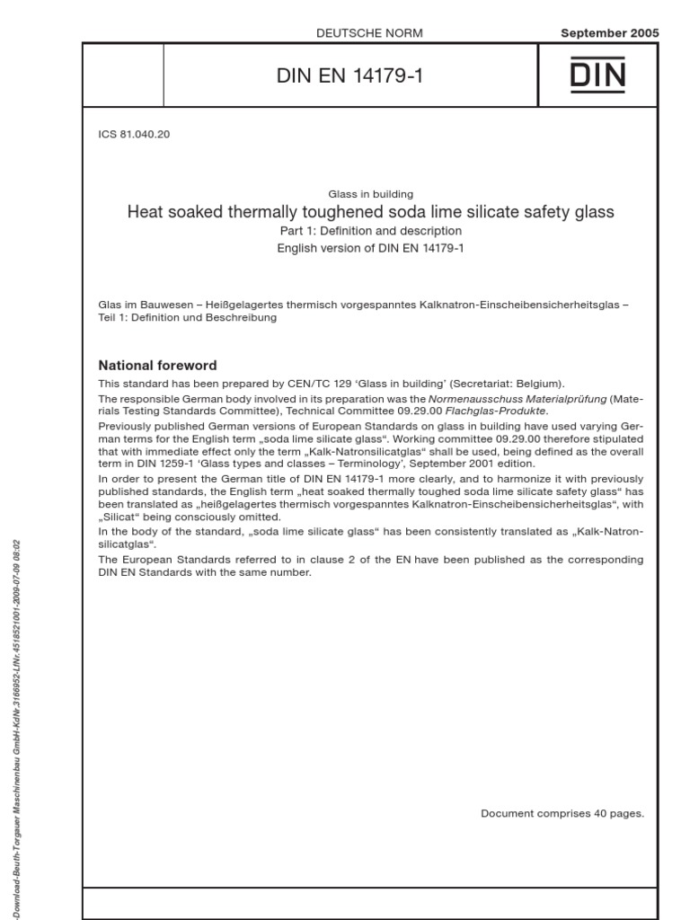 DIN EN 14179-1 Eng HST | PDF
