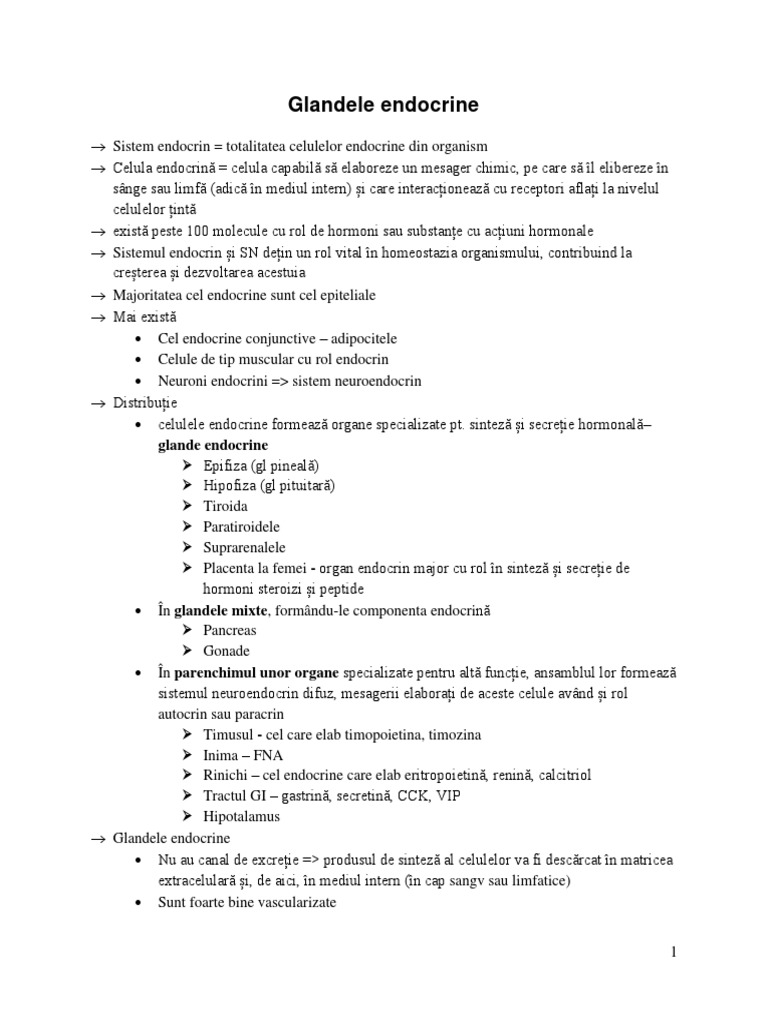 Curs 2 - Glandele Endocrine | PDF