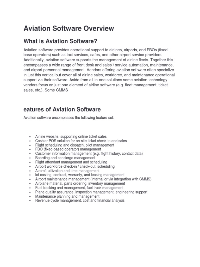 Aviation Software Overview | Download Free PDF | Airport | Air Traffic ...