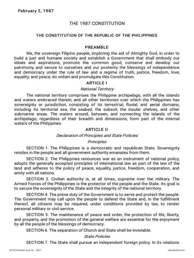 The 1987 Constitution PDF | PDF | United States House Of ...