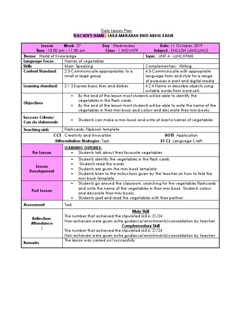 RPH Laila Maisarah | PDF | Lesson Plan | Pedagogy