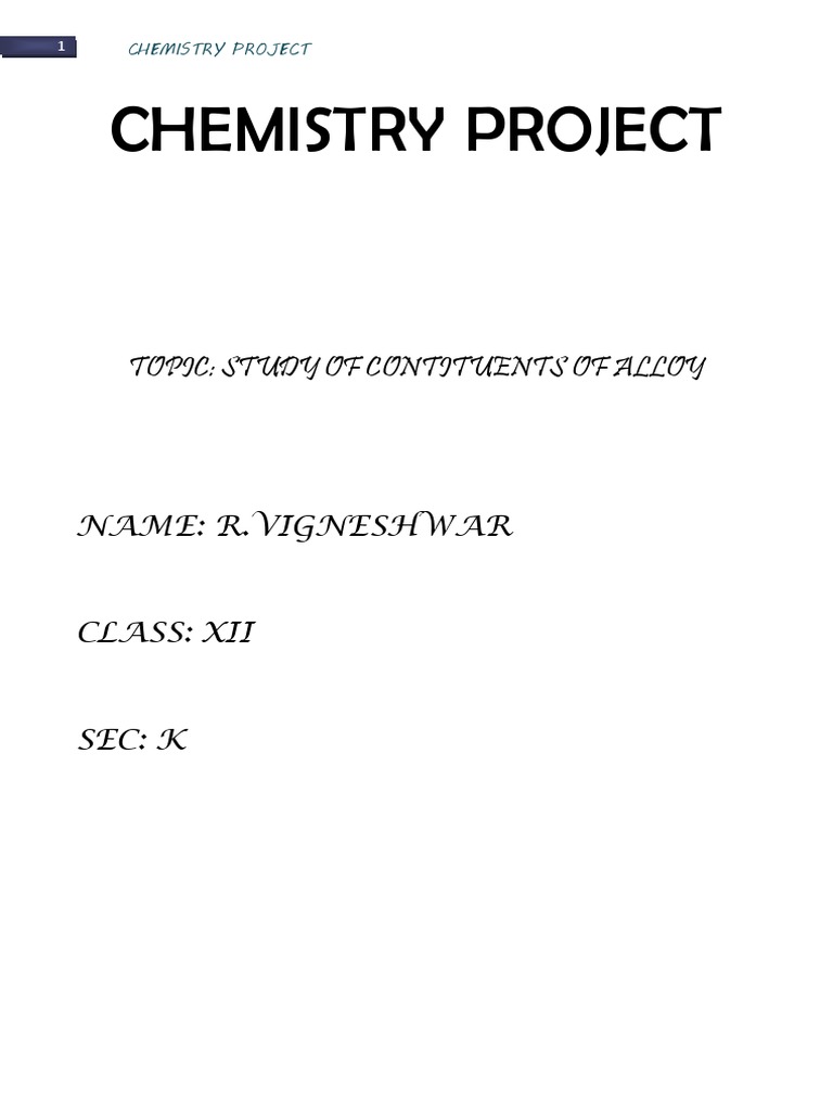 Chemistry Project | PDF | Bronze | Atoms