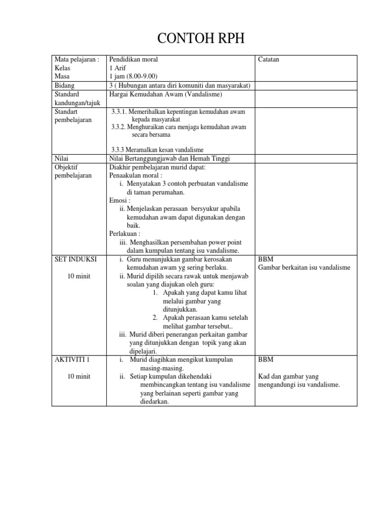 Contoh RPH | PDF