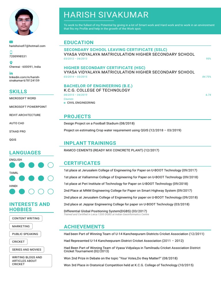 HARISH's Resume PDF | PDF | Engineering | Science