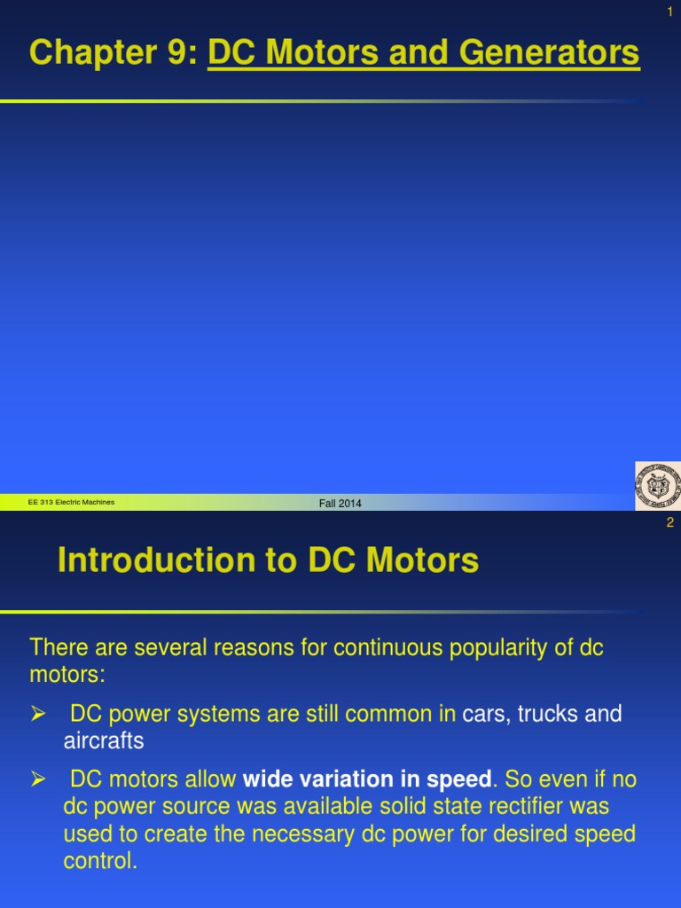 Chapter 8 - DC Motors and Generators | PDF | Electric Motor | Inductor