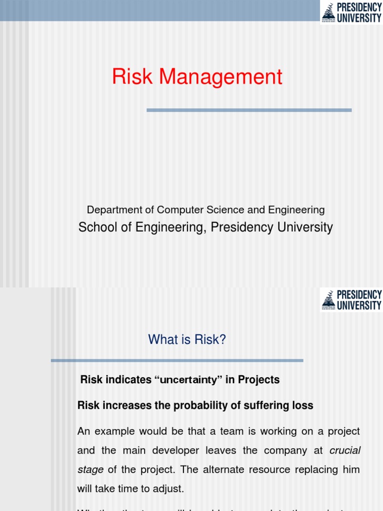Software Engineering & Project Management - Risk Management | PDF ...