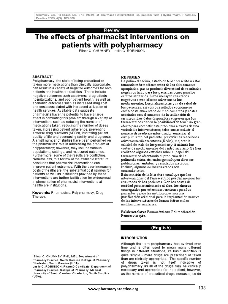 Effect of Pharmacy Intervention To Patient With Polypharmacy - Journal ...