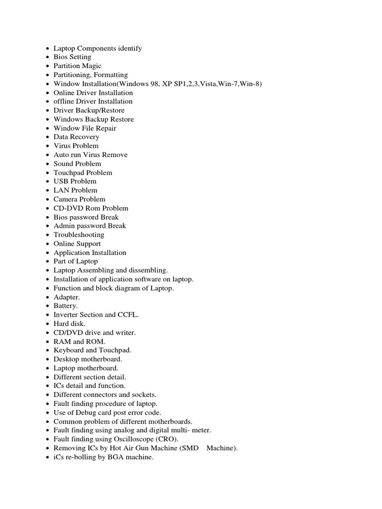 Laptop Components and Troubleshooting Guide | PDF | Laptop | Bios