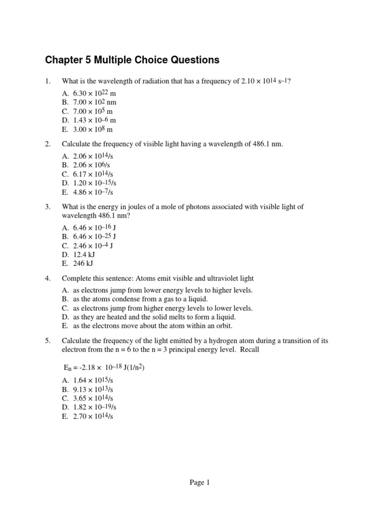 Quantum Numbers and Electron Configurations MCQs | PDF | Electron ...