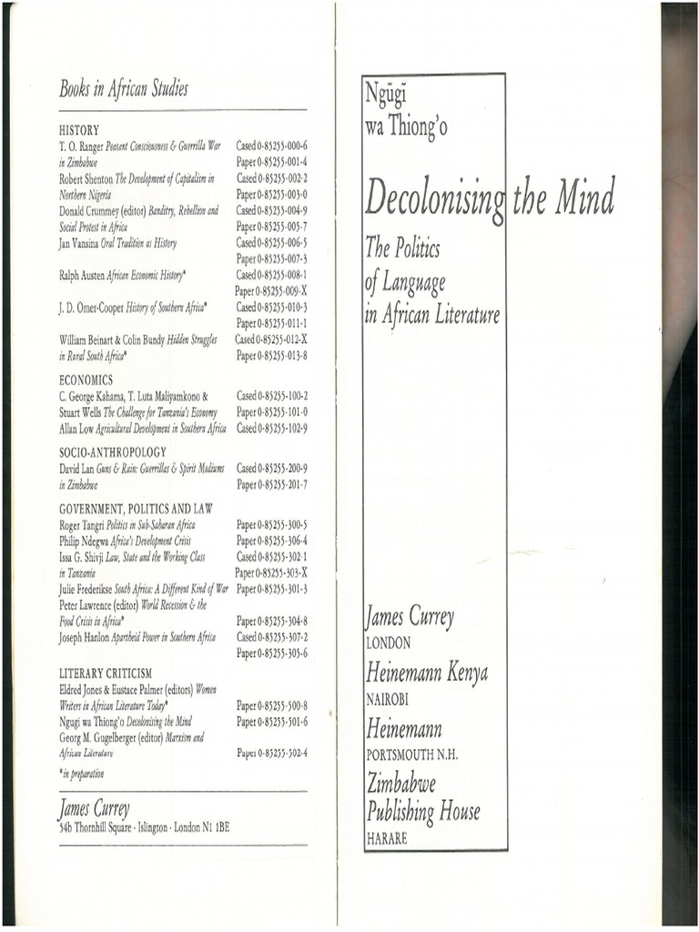 Decolonising The Mind PDF | PDF