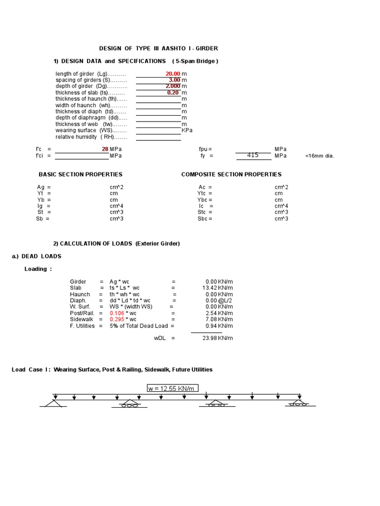 Design of a Five-Span Type III AASHTO I-Girder Bridge with Prestressed ...