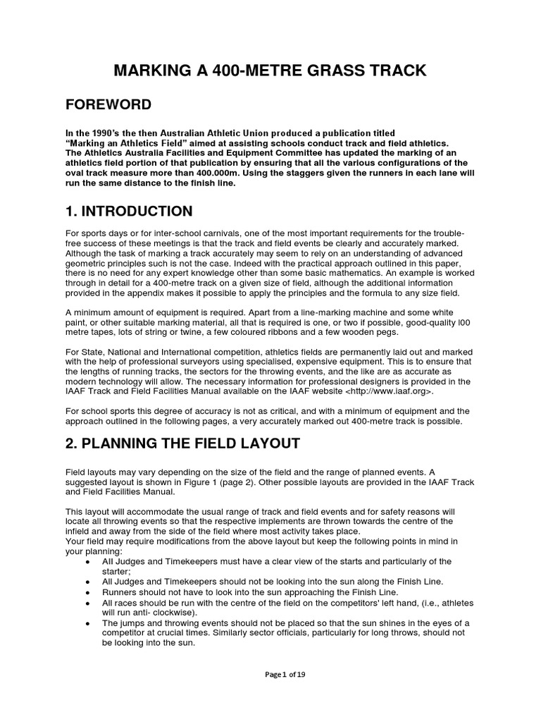 Marking A 400m Grass Track-Pdf21042015 | PDF | Track And Field | Metre