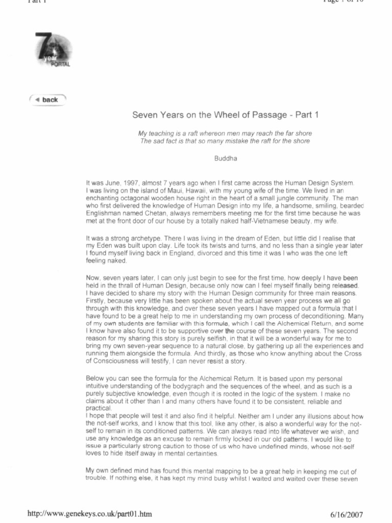 Human Design Timeframe - 7 Years On The Wheels of Passage PDF | PDF