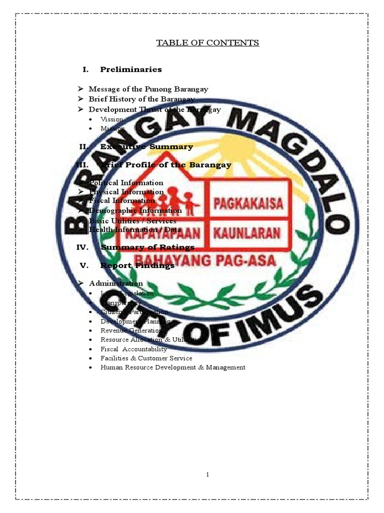 State of Barangay Governance Report | PDF | Economic Development ...