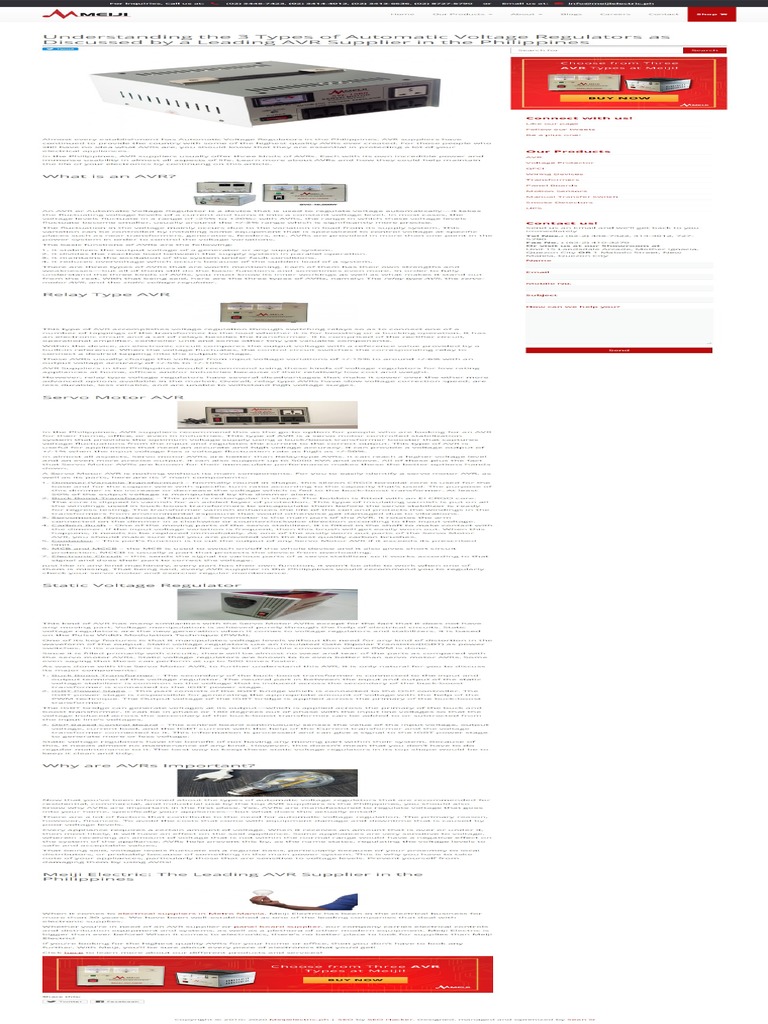 AVR Supplier Philippines - Meiji Electric Philippines | PDF