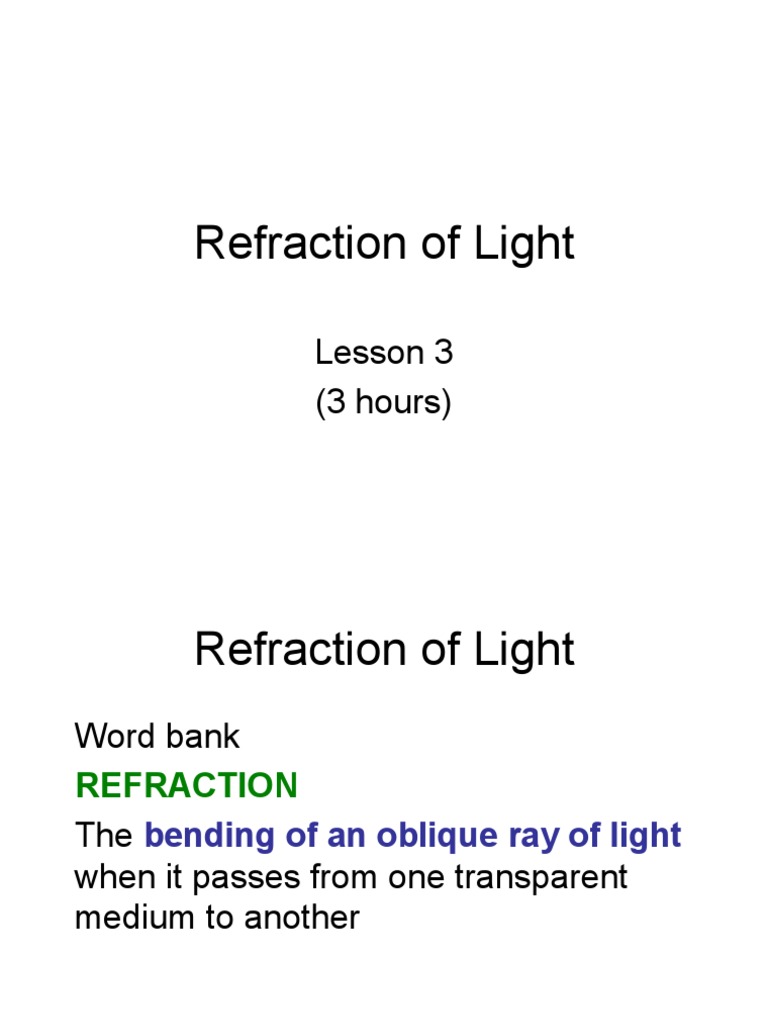 03 Refraction of Light | PDF | Refraction | Refractive Index