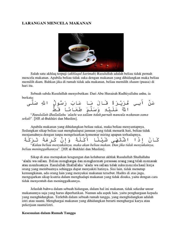 Larangan Mencela Makanan | PDF