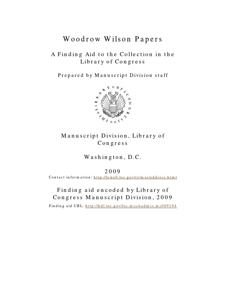 Ms 009194 | PDF | Woodrow Wilson | Libraries