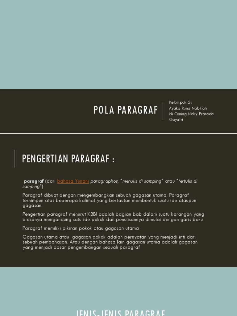 Kelompok 5 - Pola Paragraf - Ni Cening - Ayaka | PDF