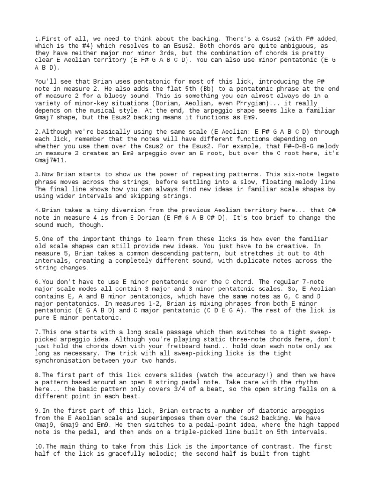 Brian Maillard's 20 Licks Phrasing Development! - Note - Licks | PDF ...