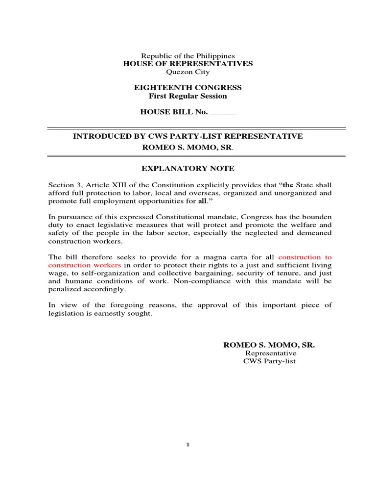 Protecting Construction Workers' Rights Act | PDF
