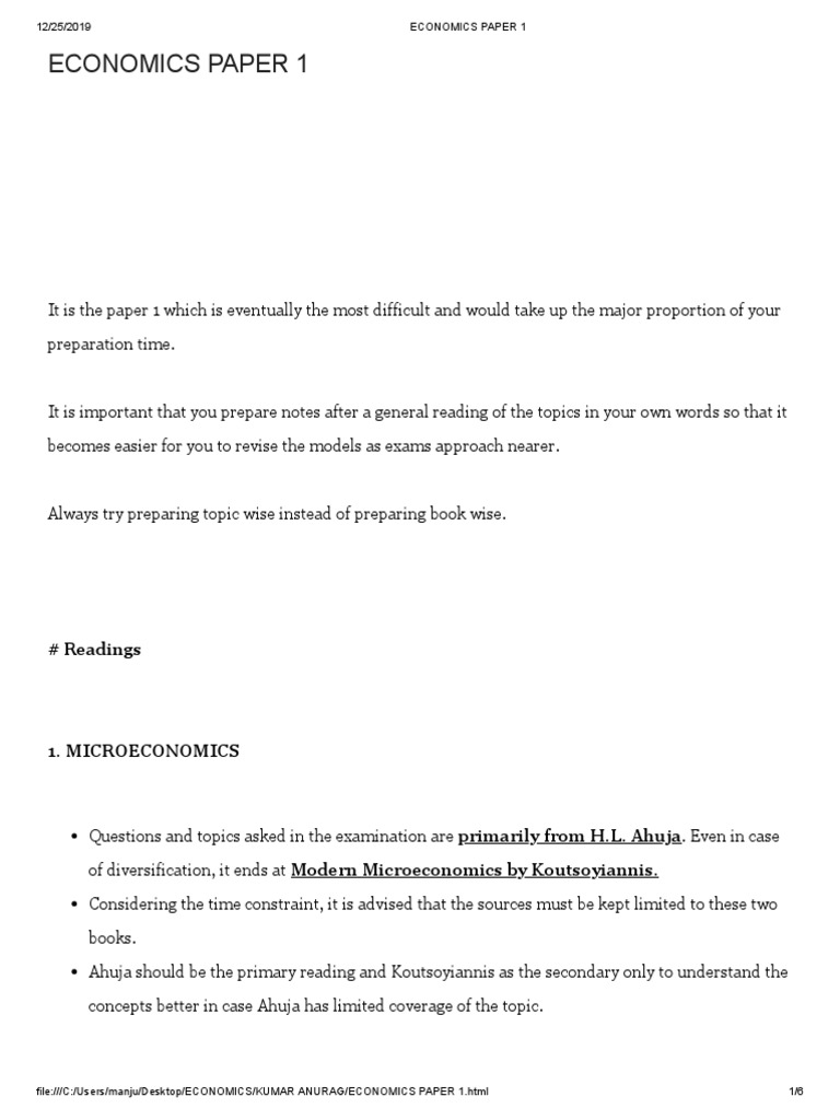 Economics Paper 1 | PDF | Macroeconomics | Economics