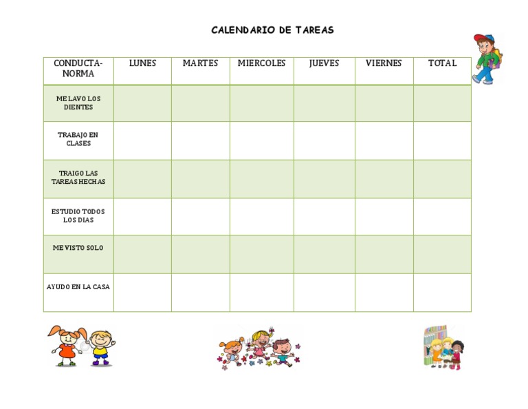 Calendario de Tareas del Hogar | PDF