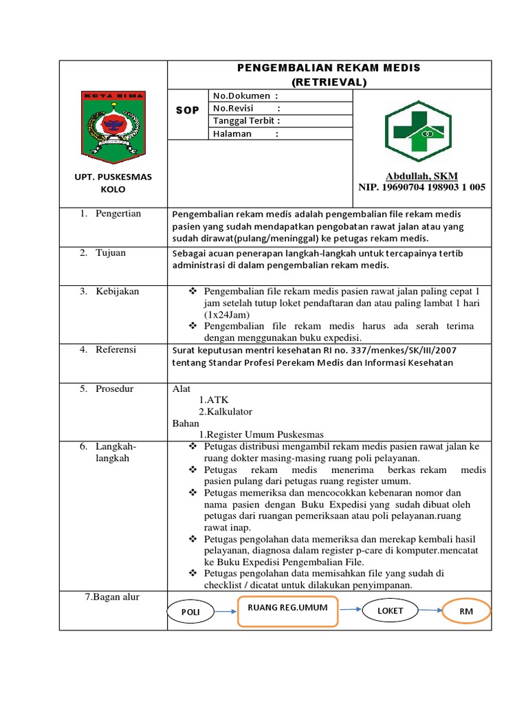 Sop Pengembalian Rekam Medis | PDF