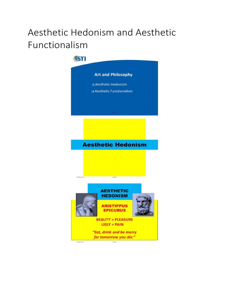 Aesthetic Hedonism and Aesthetic Functionalism | PDF