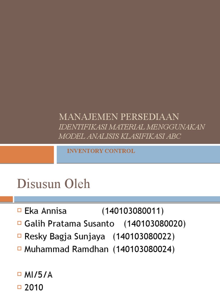 Manajemen Persediaan & Metode Analisis ABC | PDF