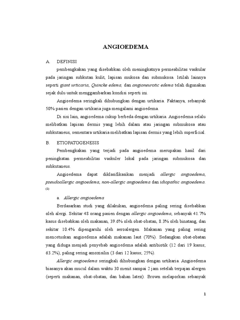 Angioedema | PDF | Sains & Matematika