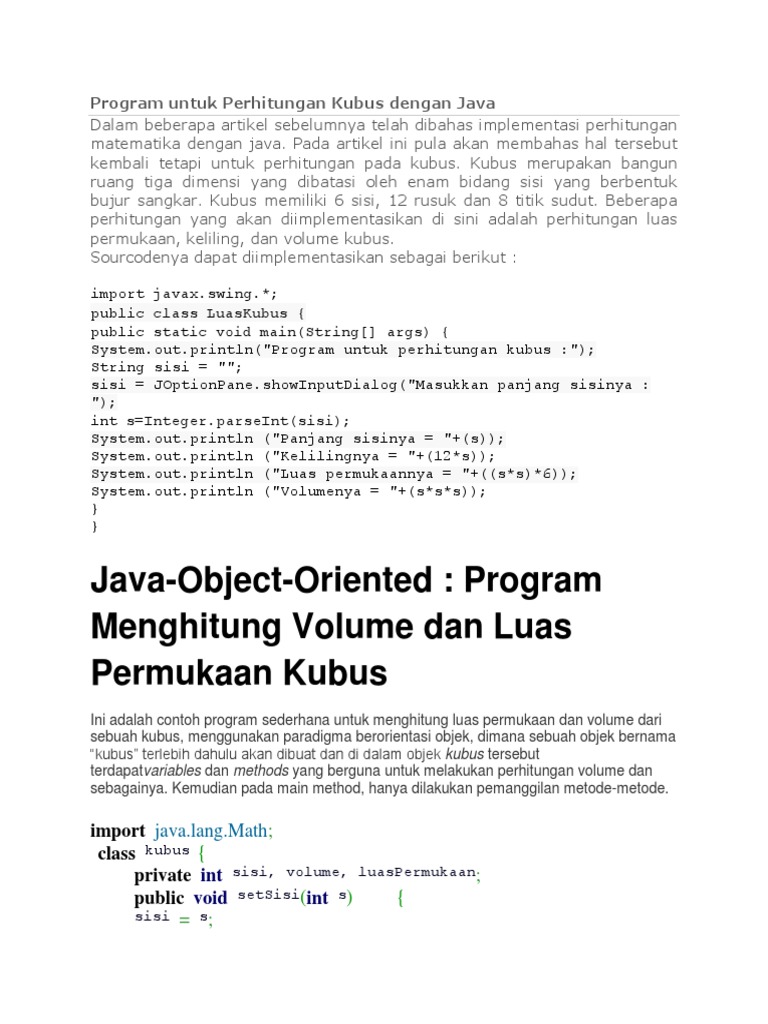 Contoh Program Java1 | PDF