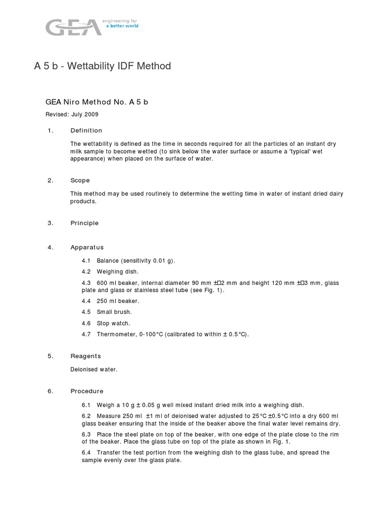 A 5 B - Wettability IDF Method - tcm29-30910 | PDF | Wetting | Chemistry