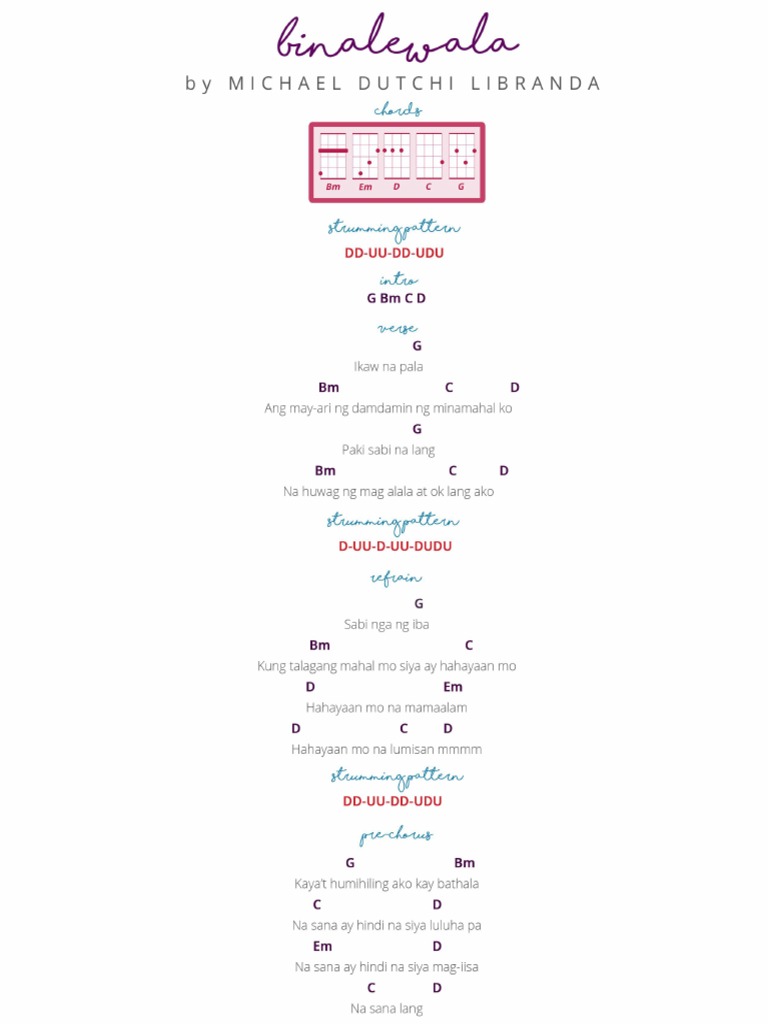 Binalewala by Michael Dutchi Libranda Ukulele Chords and Lyrics | PDF