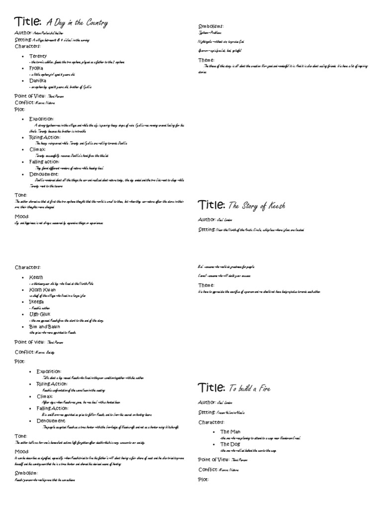 Story Analysis For Grade 10 | PDF