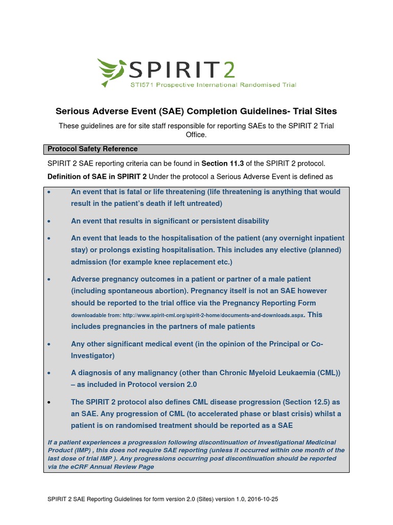 1 SAE Completion Guidelines Version 2.0 (Sites Version 1) | PDF ...