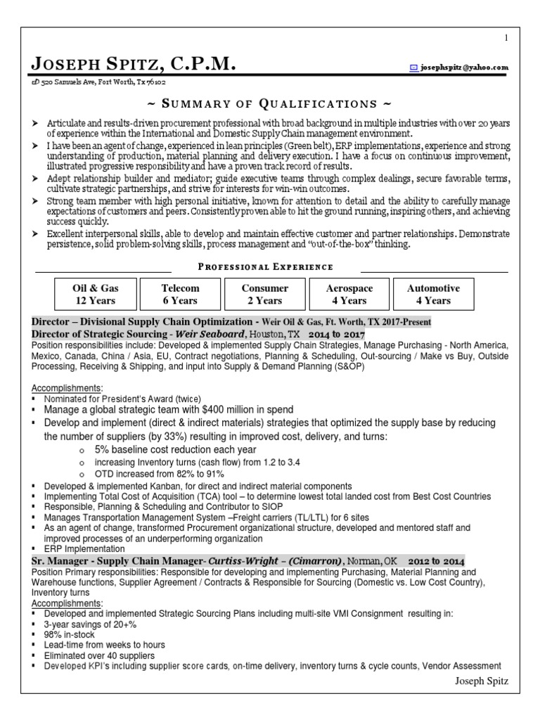 Joseph Spitz | PDF | Procurement | Inventory