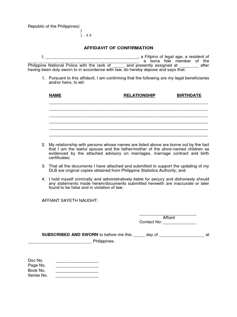 Affidavit of Confirmation - CLB | PDF