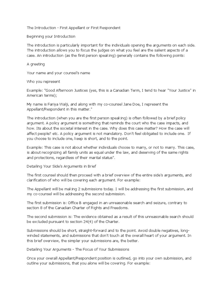 An Introduction to Moot Court: Guidance for the First Appellant or ...