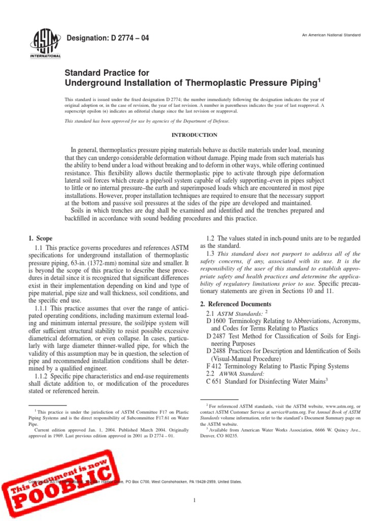 Astm D2774 - 1 (En) | PDF | Pipe (Fluid Conveyance) | Polyvinyl Chloride