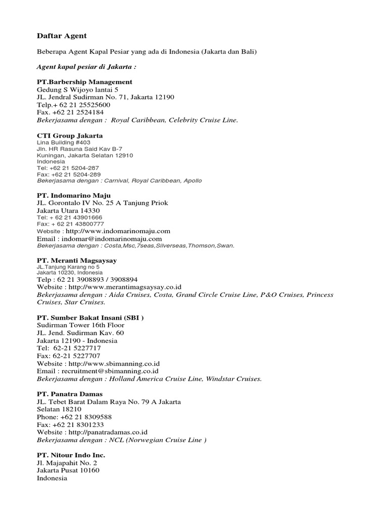 Daftar Agent | PDF | Bisnis